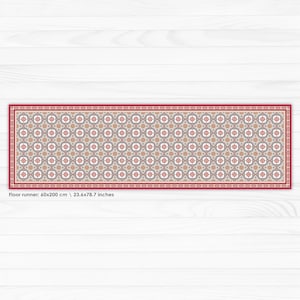 Linoleum Doormat With Spanish Tiles in Red and Blue. Vinyl Area Rug ...