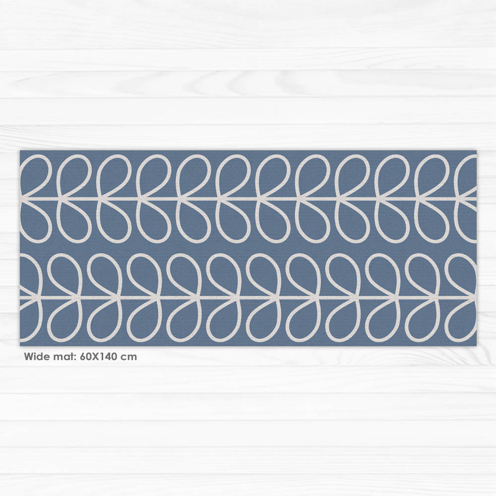 Vinyl area rug Blue graphic leaves design printed on PVC | Etsy