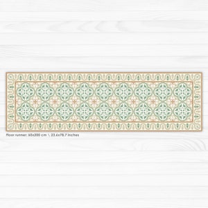 Linoleum Rug Printed With Green Tiles Pattern, With Decorative Border ...