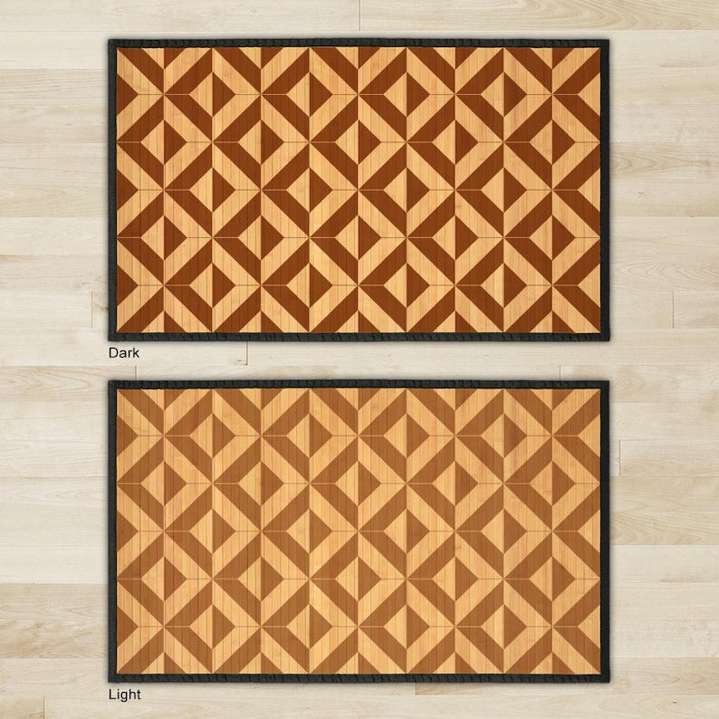 Printed Bamboo rug bamboo carpet Wood tile pattern | Etsy