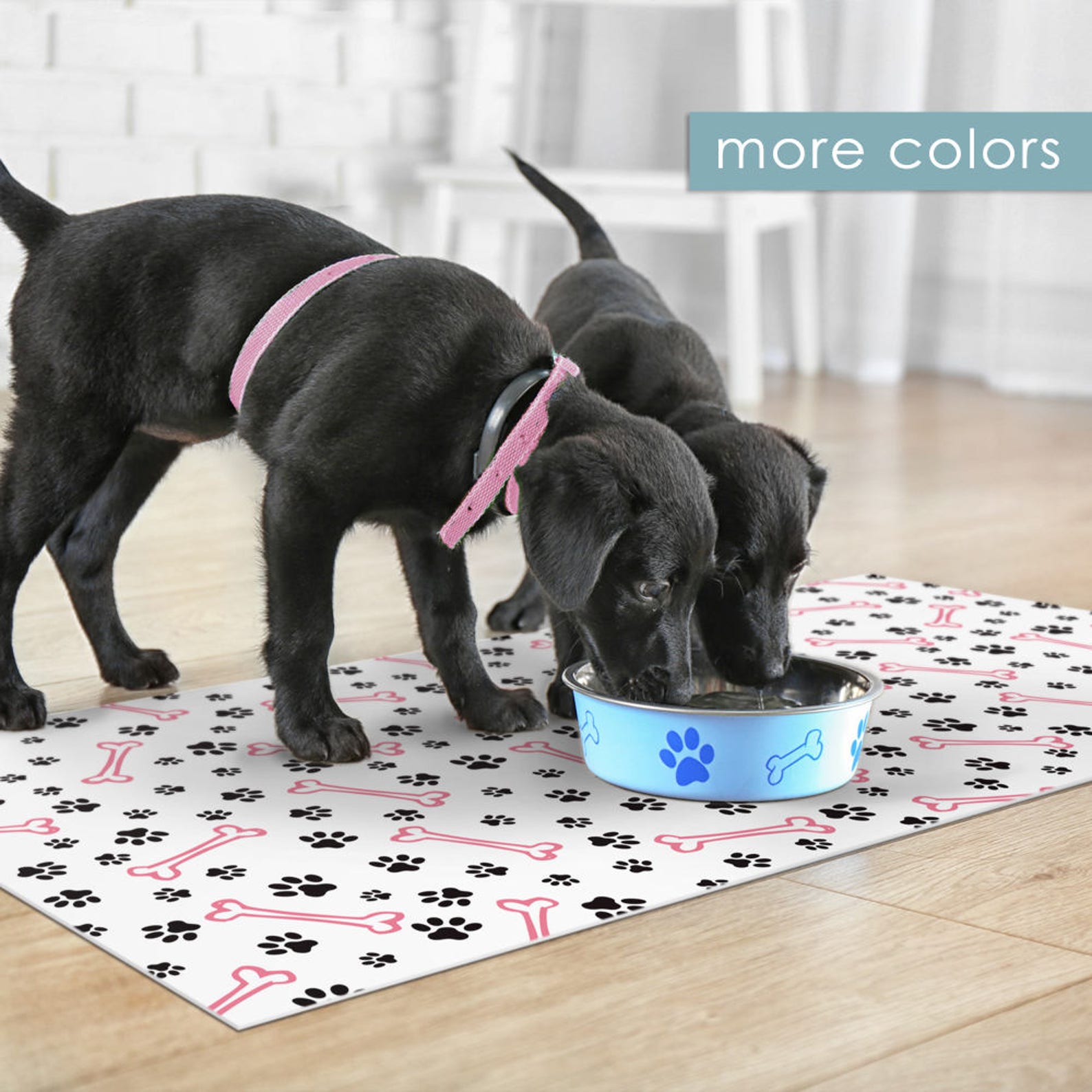 Dog Placemat / Pet Mat. Dog Bowl Mat, Paws and Bones Illustration. Pet ...