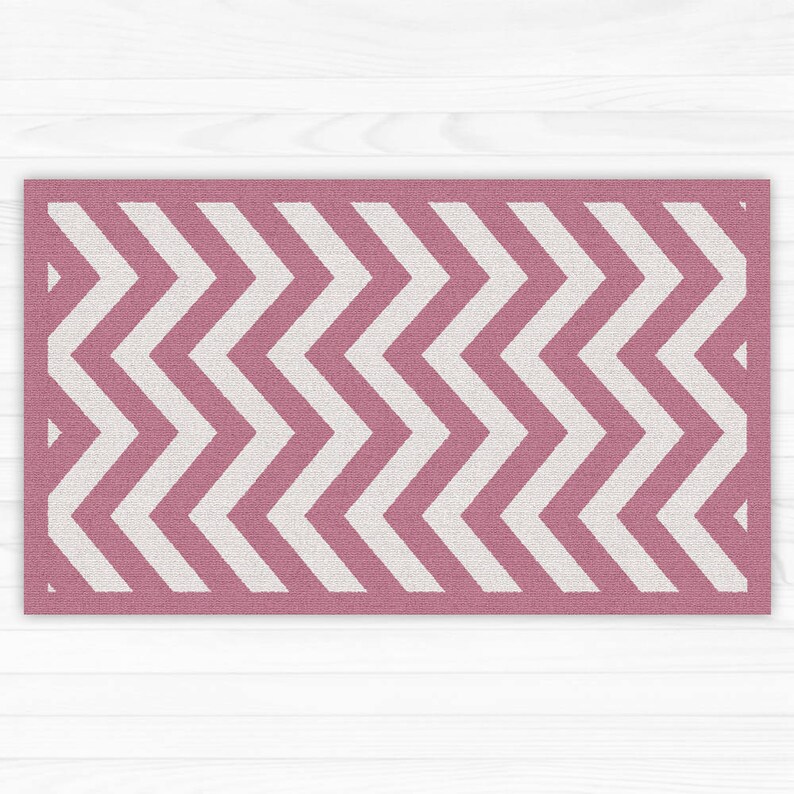 Pink Chevron Area Rug Printed Linoleum Rug Vinyl Mat. Art - Etsy Australia