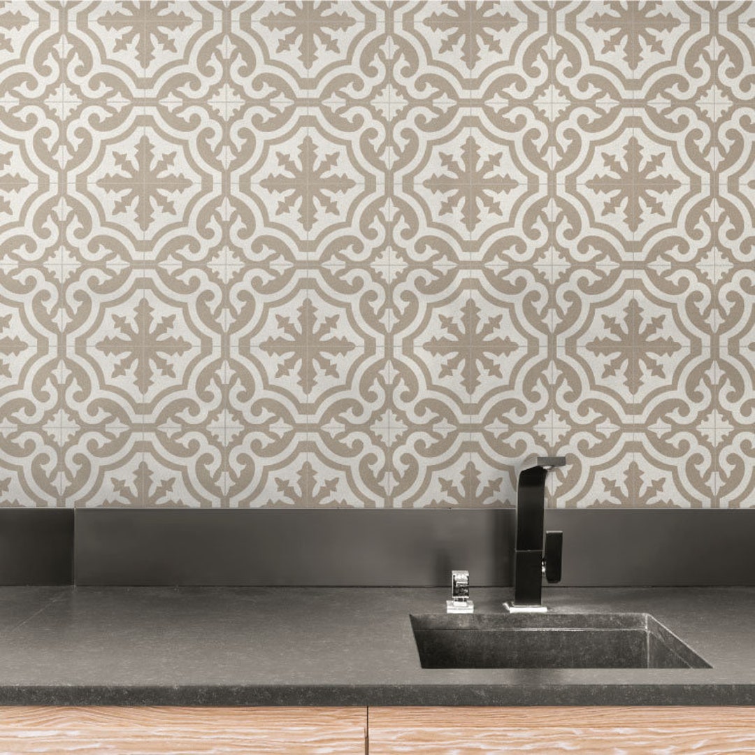 Moroccan Tiles Design in Beige, Mosaic Self Adhesive Tile Stickers ...