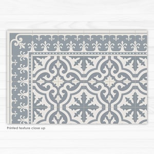 Gray Vinyl Mat With Classic Tiles Design and Frame. Art Mat Printed PVC ...