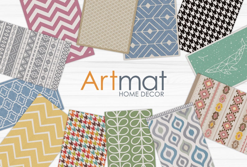 Runner Rug With Boho Design. Pastel Runner Mat in Pink, Yellow and ...