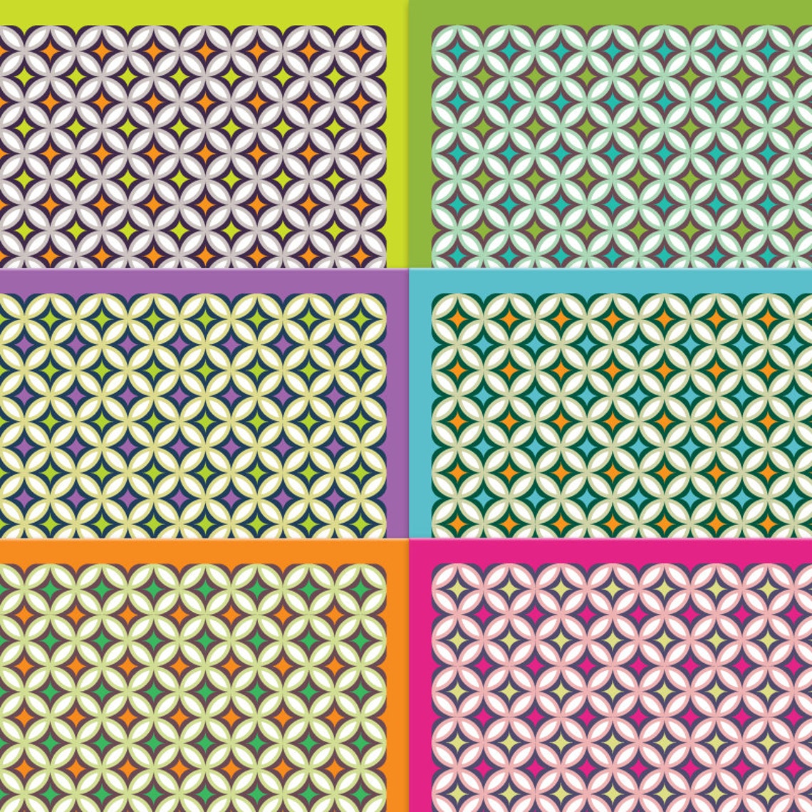 Printed Linoleum Rug. Colorful Retro Pattern in Green and | Etsy