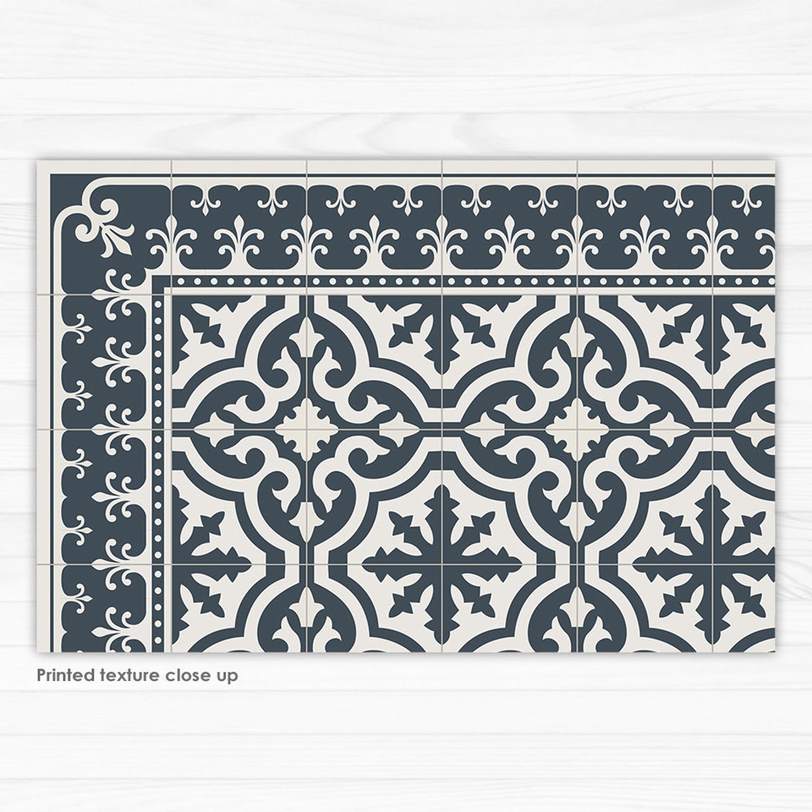 Dark Grey Vinyl Mat With Classic Tiles Design and Decorative - Etsy UK