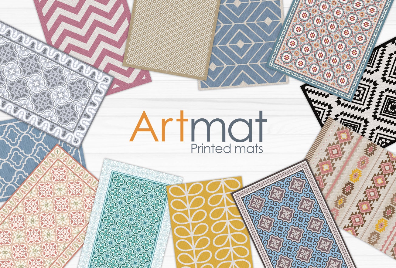 Dark Grey Vinyl Mat With Classic Tiles Design and Decorative Frame. Art ...