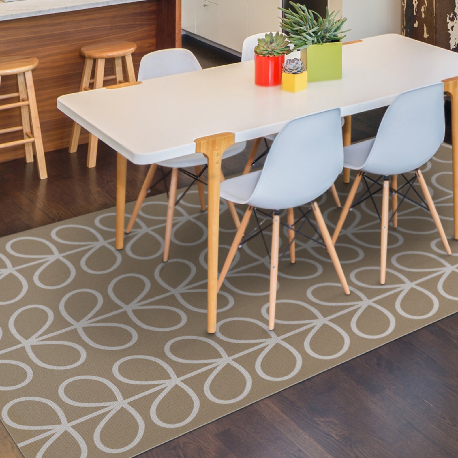 Yellow Vinyl Floor Area Rug With Graphic Leaves Design in - Etsy