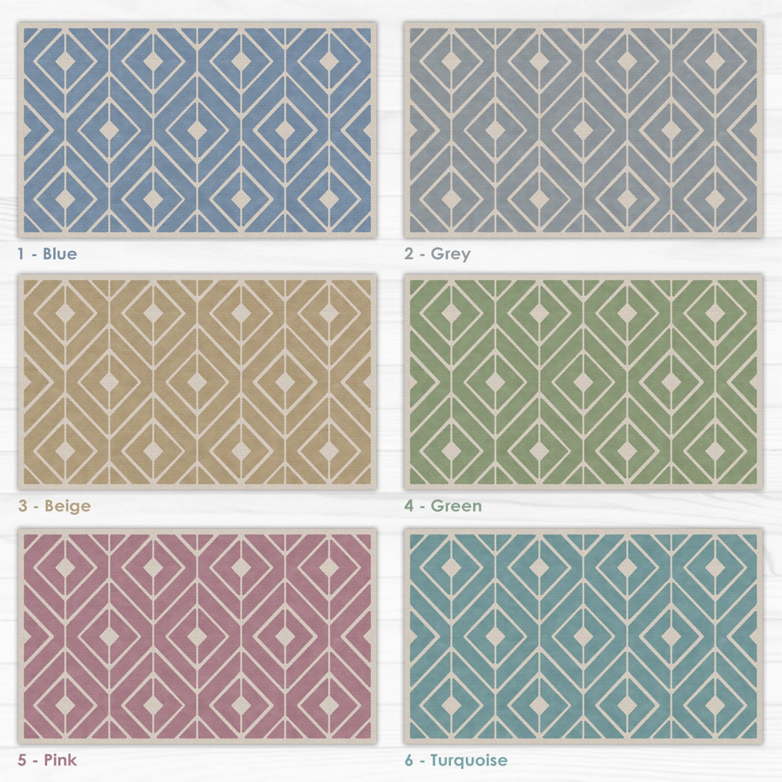 Blue Vinyl Floor Mat. Area Rug or Kitchen Mat With Graphic | Etsy