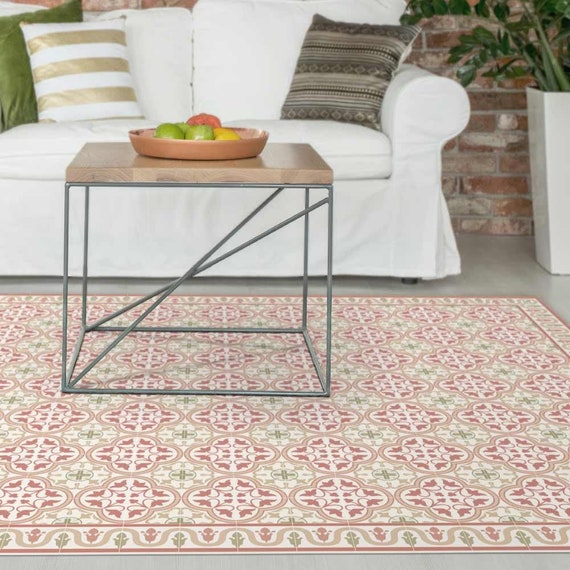 Terracotta Area Rug With Spanish Tiles Design Printed on - Etsy