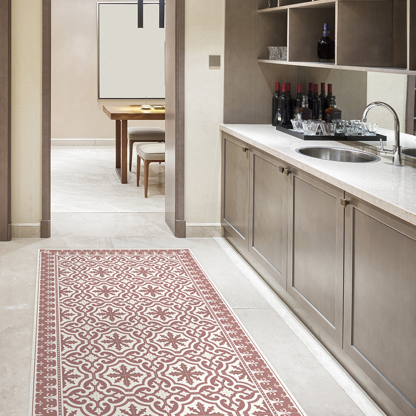 Terracotta, Runner Mat With Tiles Pattern and Decorative Frame. Terra ...