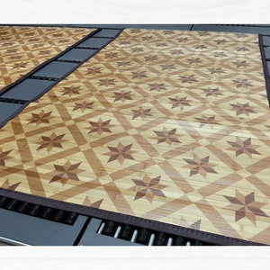 Printed Bamboo Mat - Plum Blossom Print in Pink. Natural Bamboo Rug ...