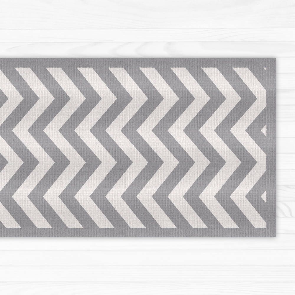 Grey chevron area rug printed linoleum rug vinyl mat. Art | Etsy