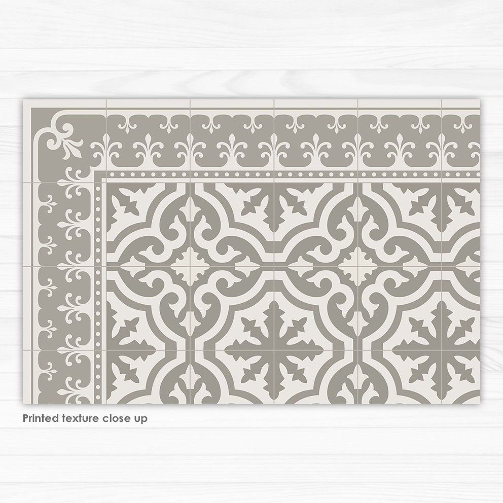 Vinyl Rug Runner With Vintage Tiles and Decorative Frame. - Etsy UK