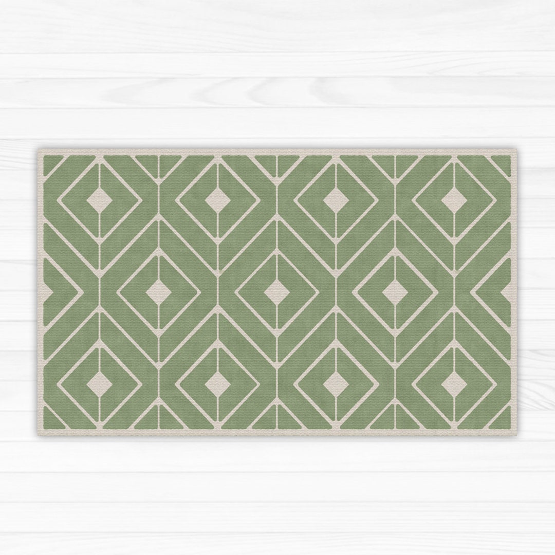 Green Vinyl Mat, With Geometric Design, Printed on PVC Art Mat. Vinyl ...