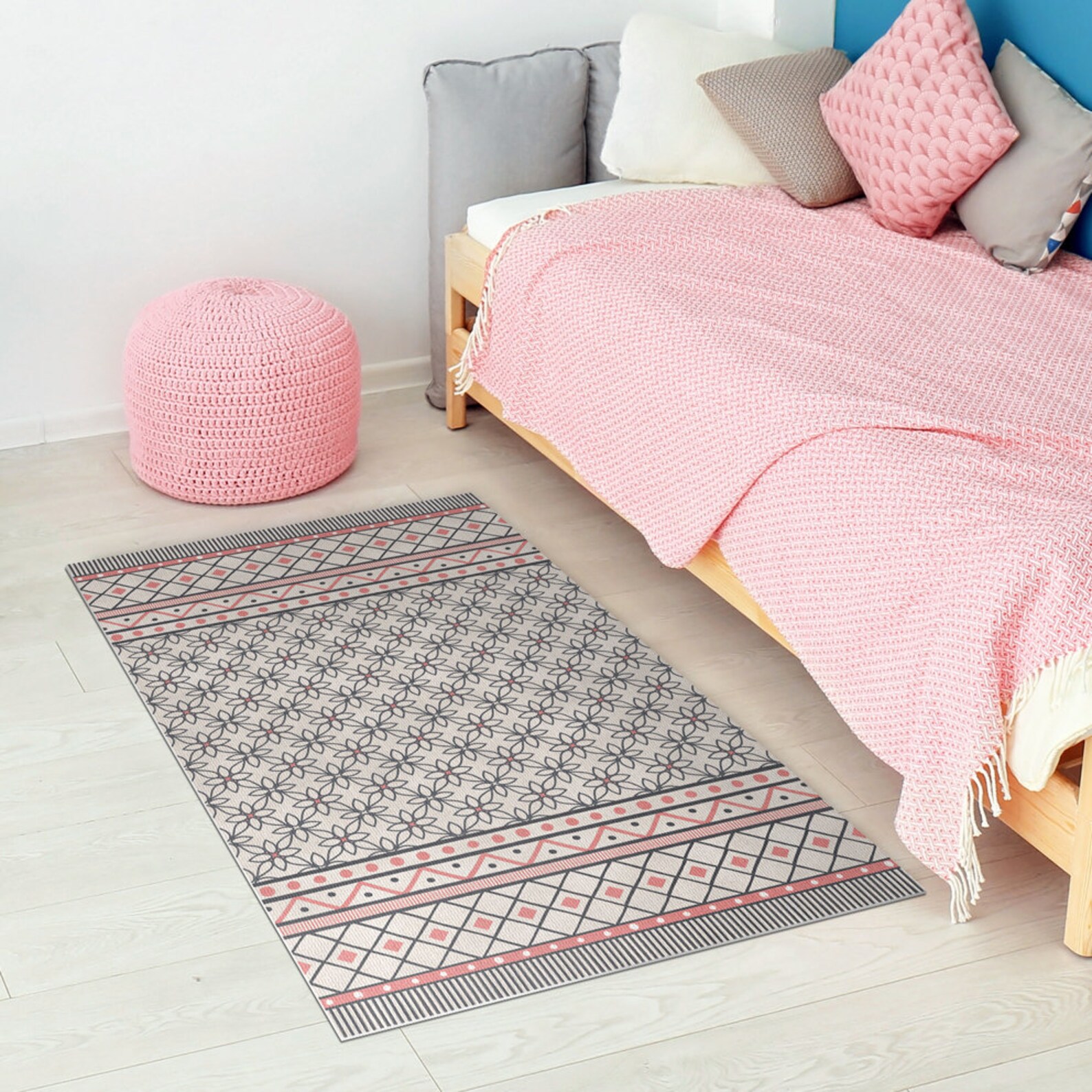 Pink and Grey Scandinavian Geometric Mat. Printed on Vinyl. - Etsy