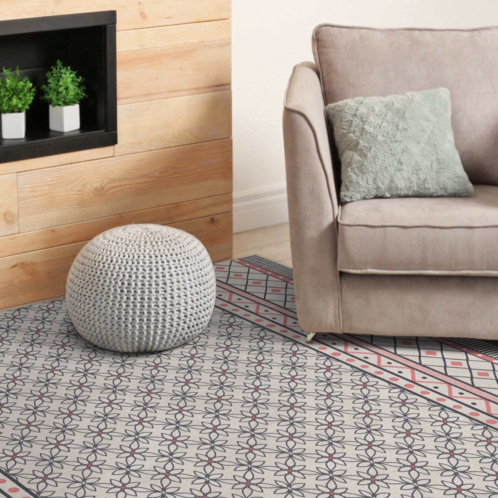 Pink and Grey Scandinavian Geometric Mat. Printed on Vinyl. - Etsy