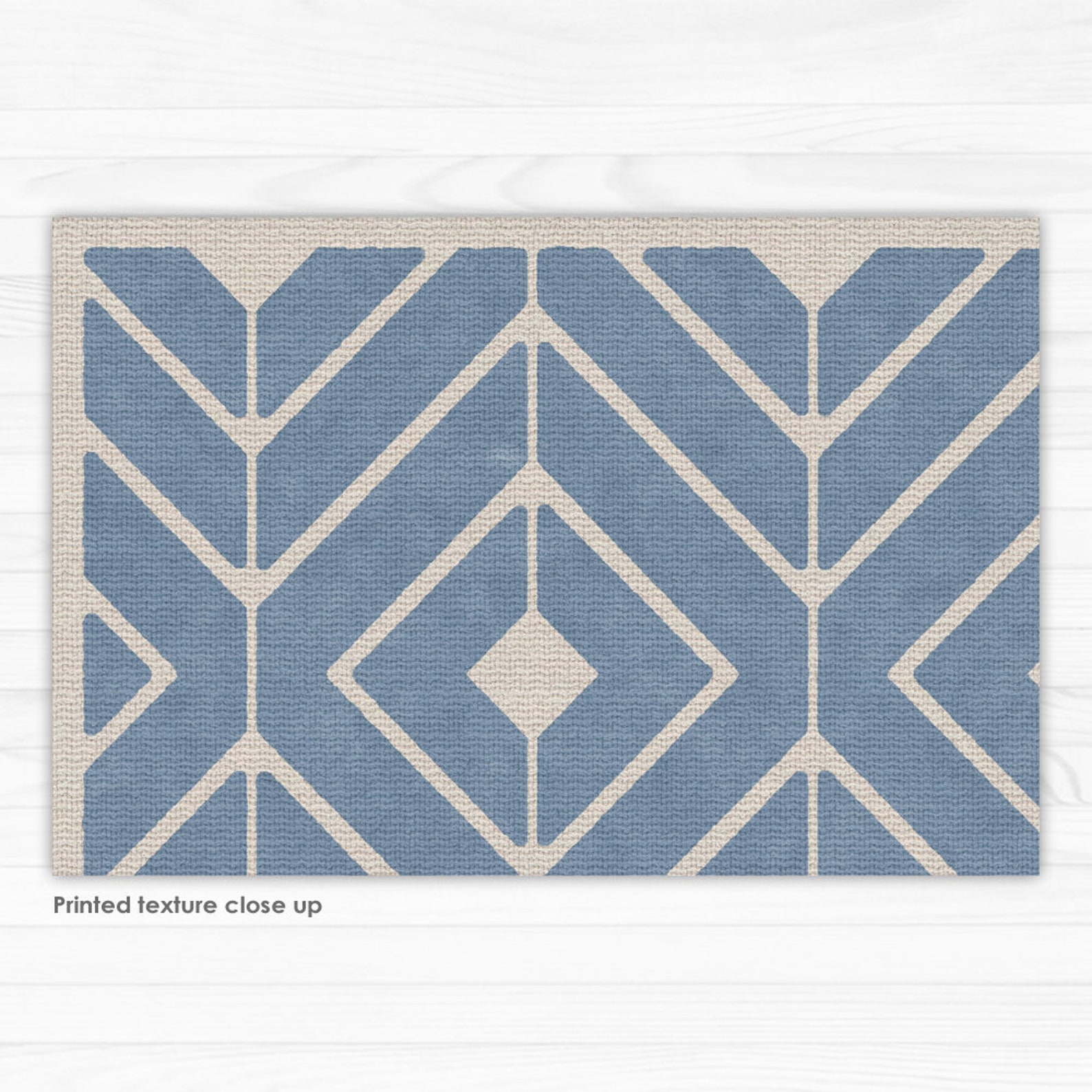 Blue Runner Rug. Vinyl Floor Runner With Geometric Design. | Etsy