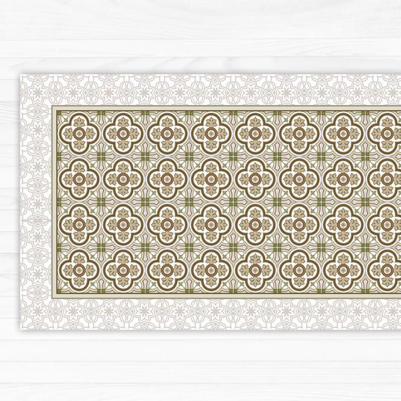 Tiles linoleum rug vinyl floor mat. Sepia tiles printed on | Etsy