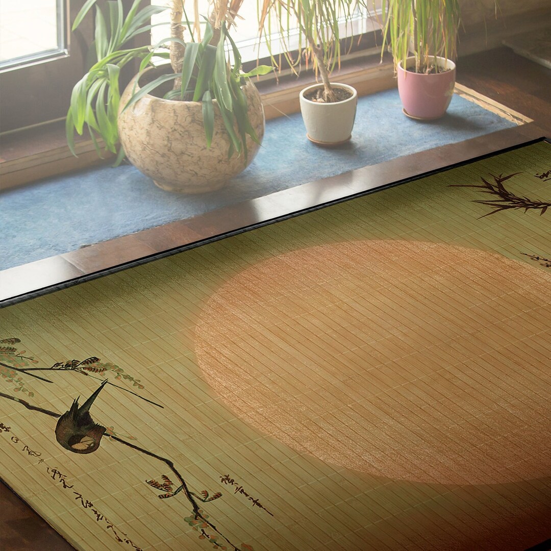Green Japanese Botanical Illustration, Printed on Natural Bamboo ...