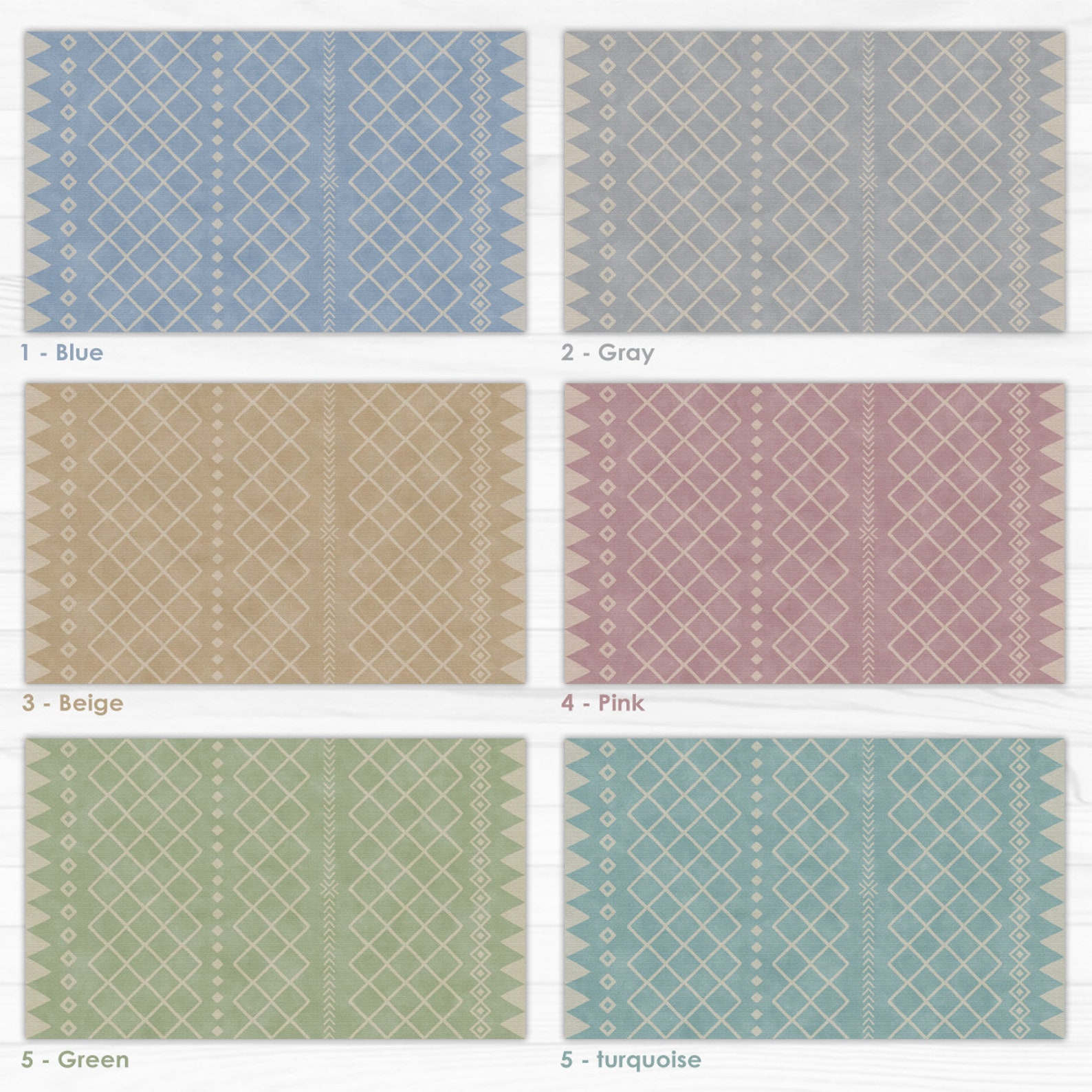 Green Runner Rug With Geometric Design in Beige. Kitchen Runner Rug ...