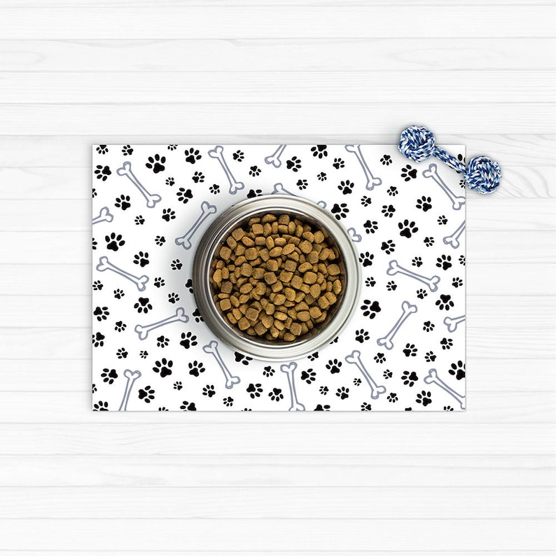 Dog Placemat / Pet Mat. Dog Bowl Mat Paws and Bones - Etsy