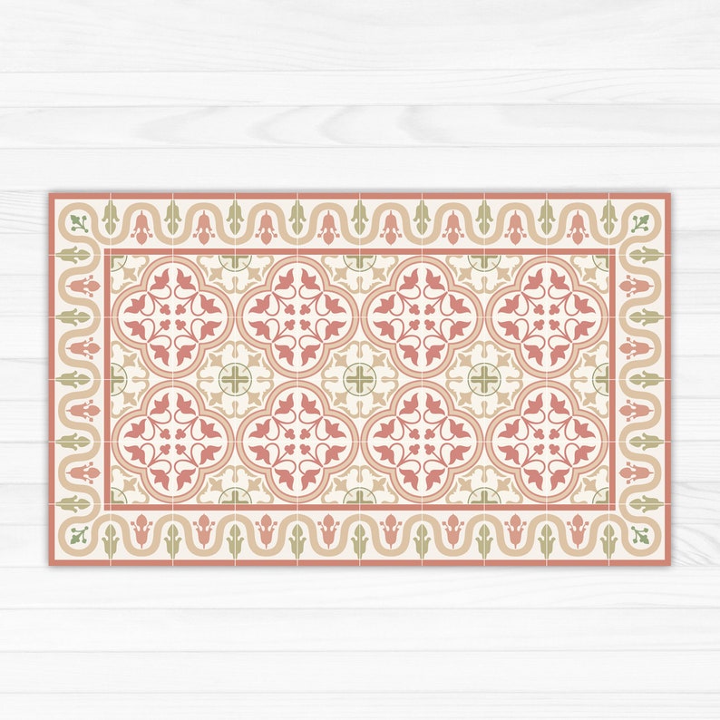 Vinyl Kitchen Rug, With Terracotta Tiles. Spanish Tiles, Printed on ...