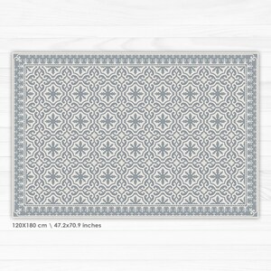 Gray Vinyl Mat With Classic Tiles Design and Frame. Art Mat Printed PVC ...