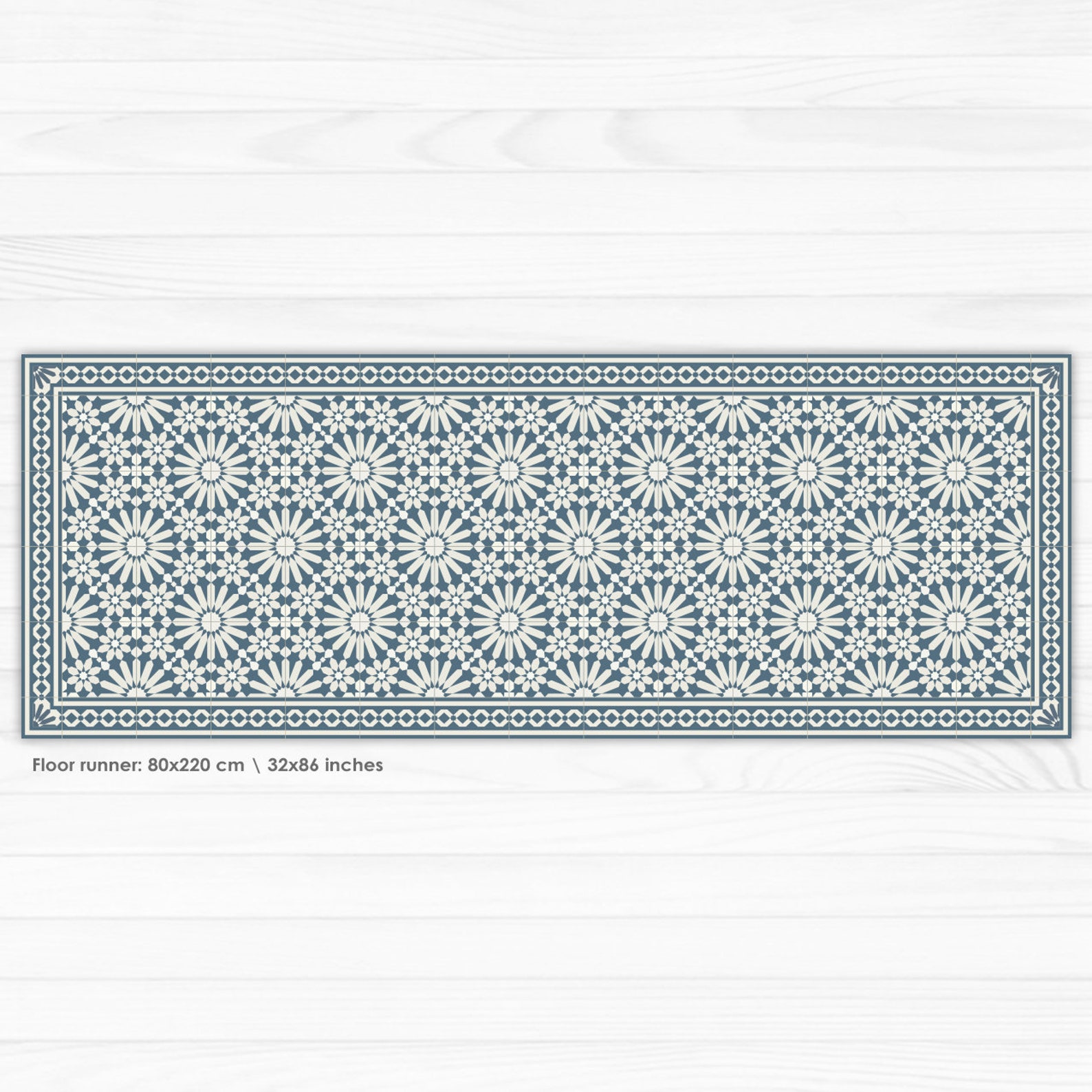 Vinyl Runner Rug or Hallway Runner With Moroccan Tiles Design - Etsy