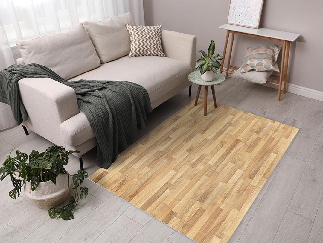 NEW - Light Brown Wooden Parquet 3 Design Printed on PVC Floor Mat ...