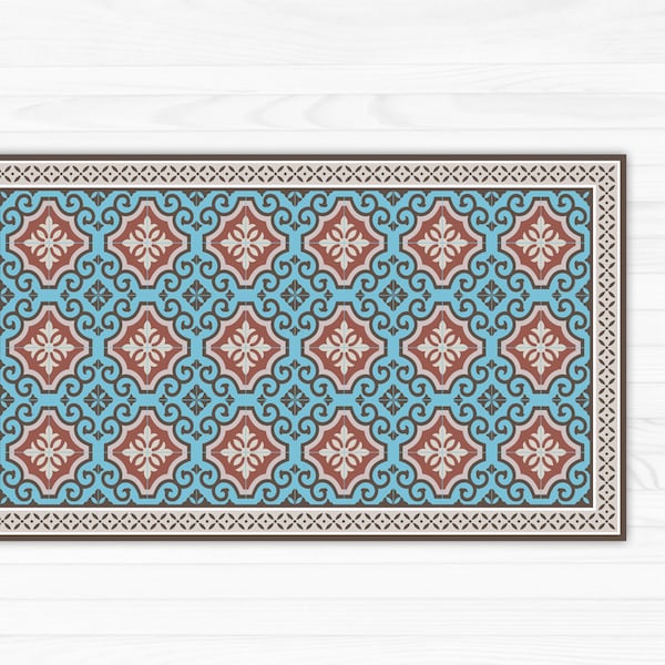 Linoleum Floor Tiles Turquoise - Etsy
