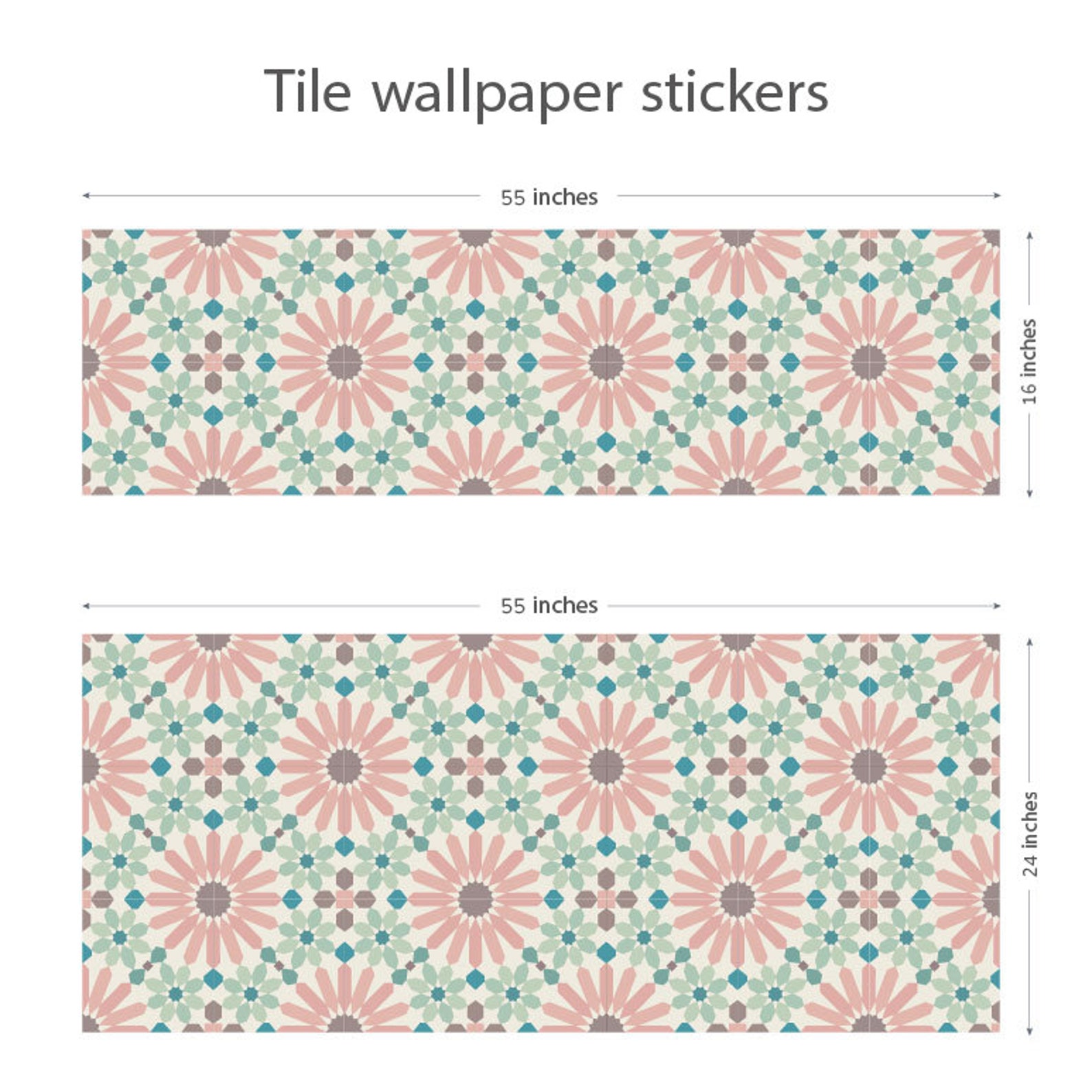 Moroccan Tiles Design in Pink and Green Mosaic Self Adhesive | Etsy