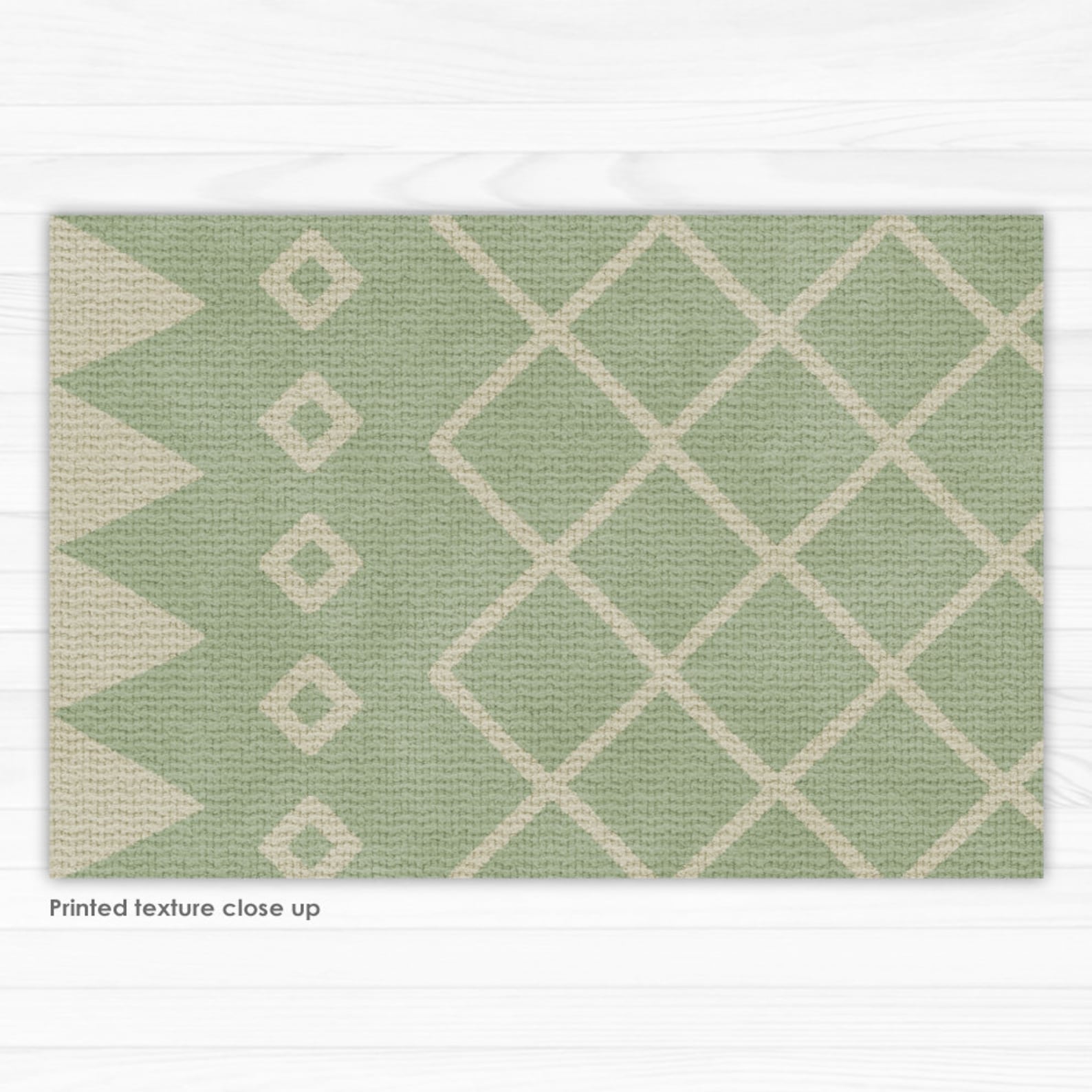 Green Runner Rug With Geometric Design in Beige. Kitchen Runner Rug ...