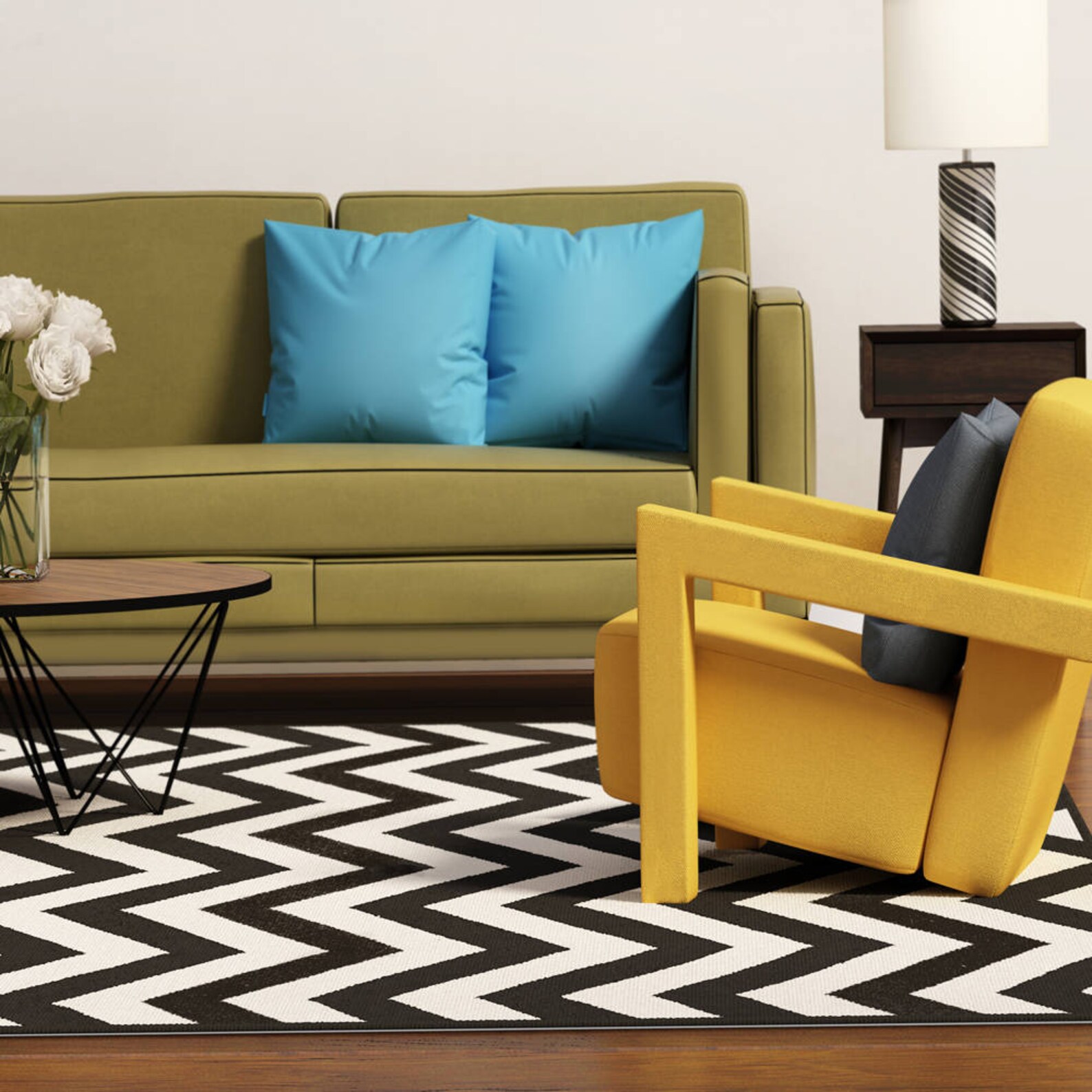 Black and White Chevron Area Rug Printed Linoleum Rug Vinyl - Etsy