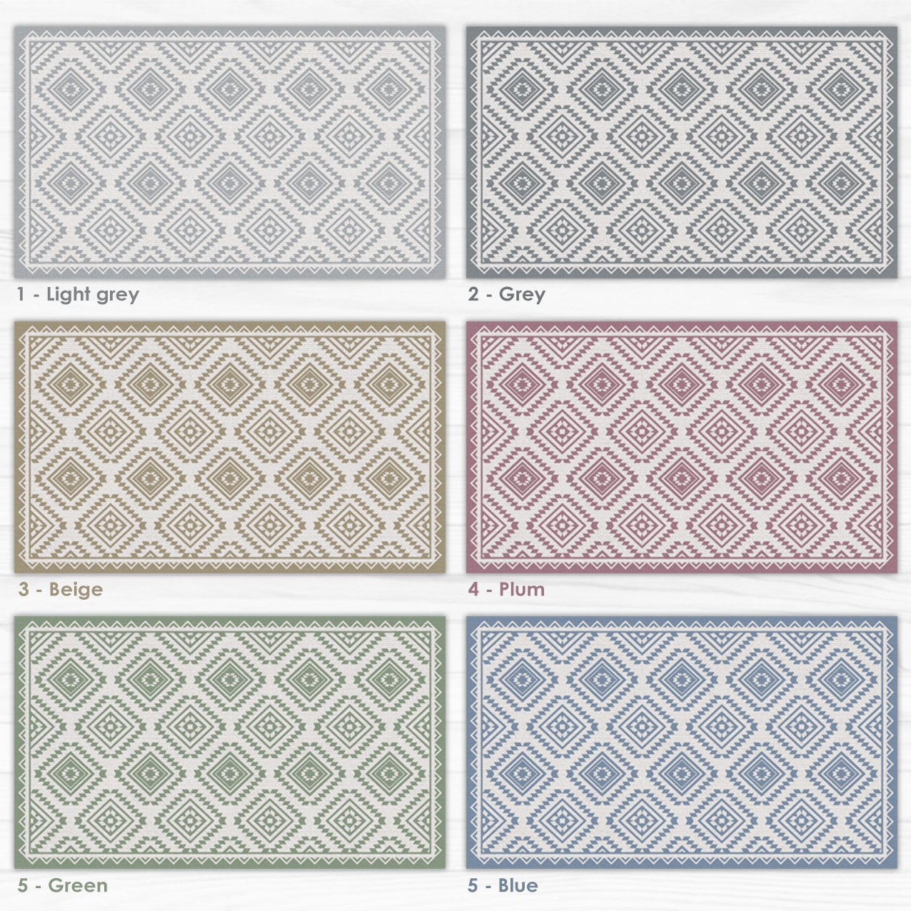 Vinyl floor mat linoleum rug with pink ethnic Kilim pattern. | Etsy