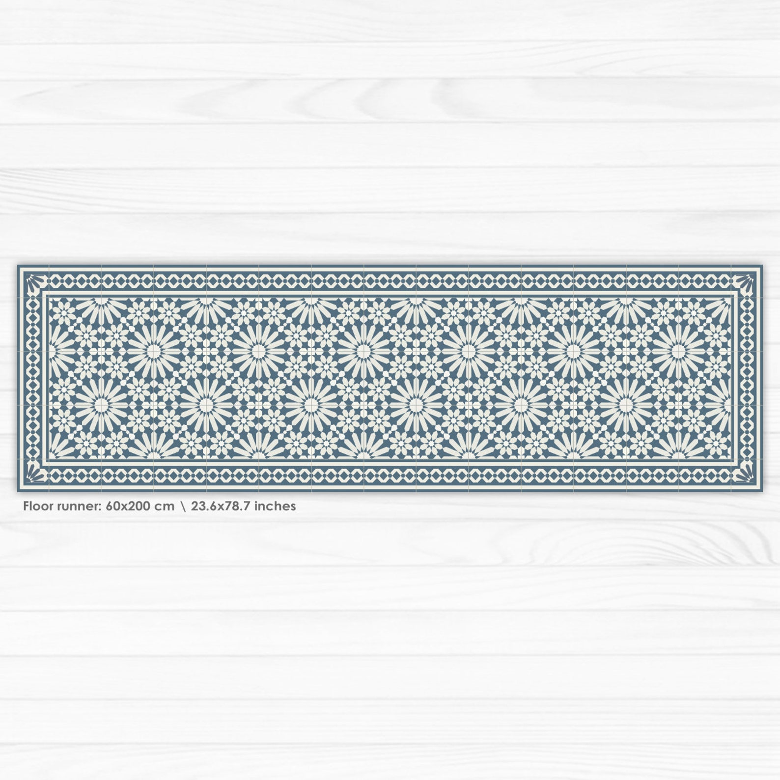 Vinyl Runner Rug or Hallway Runner With Moroccan Tiles Design | Etsy UK