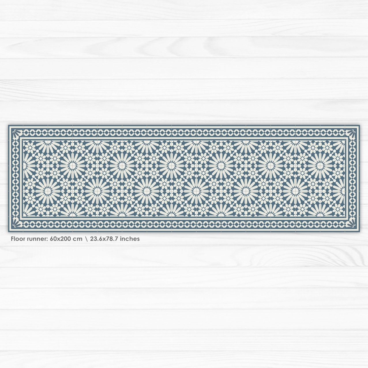 Vinyl Runner Rug or Hallway Runner With Moroccan Tiles Design | Etsy UK