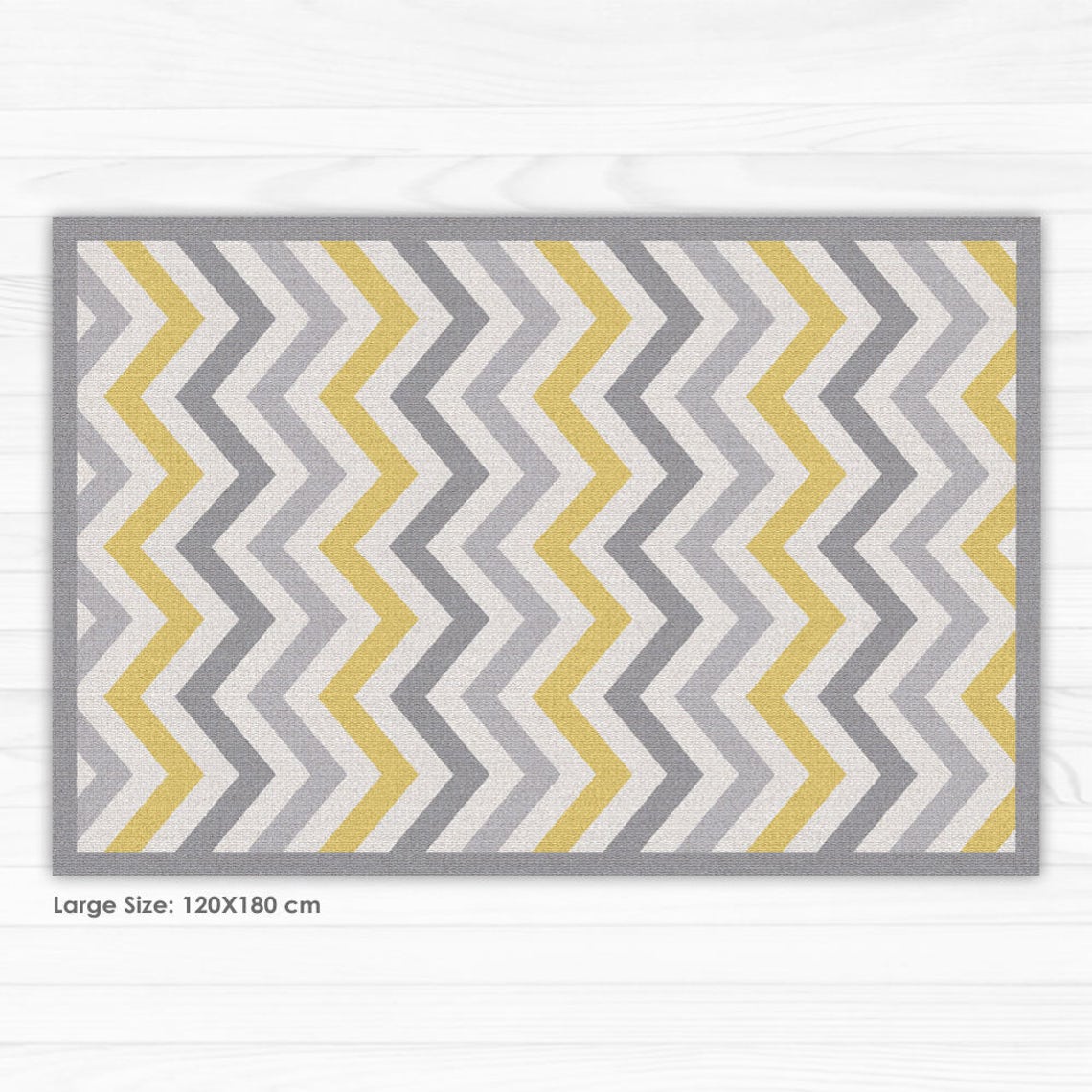 Chevron Area Tug, Linoleum Rug in Yellow and Grey. Printed Vinyl Rug ...