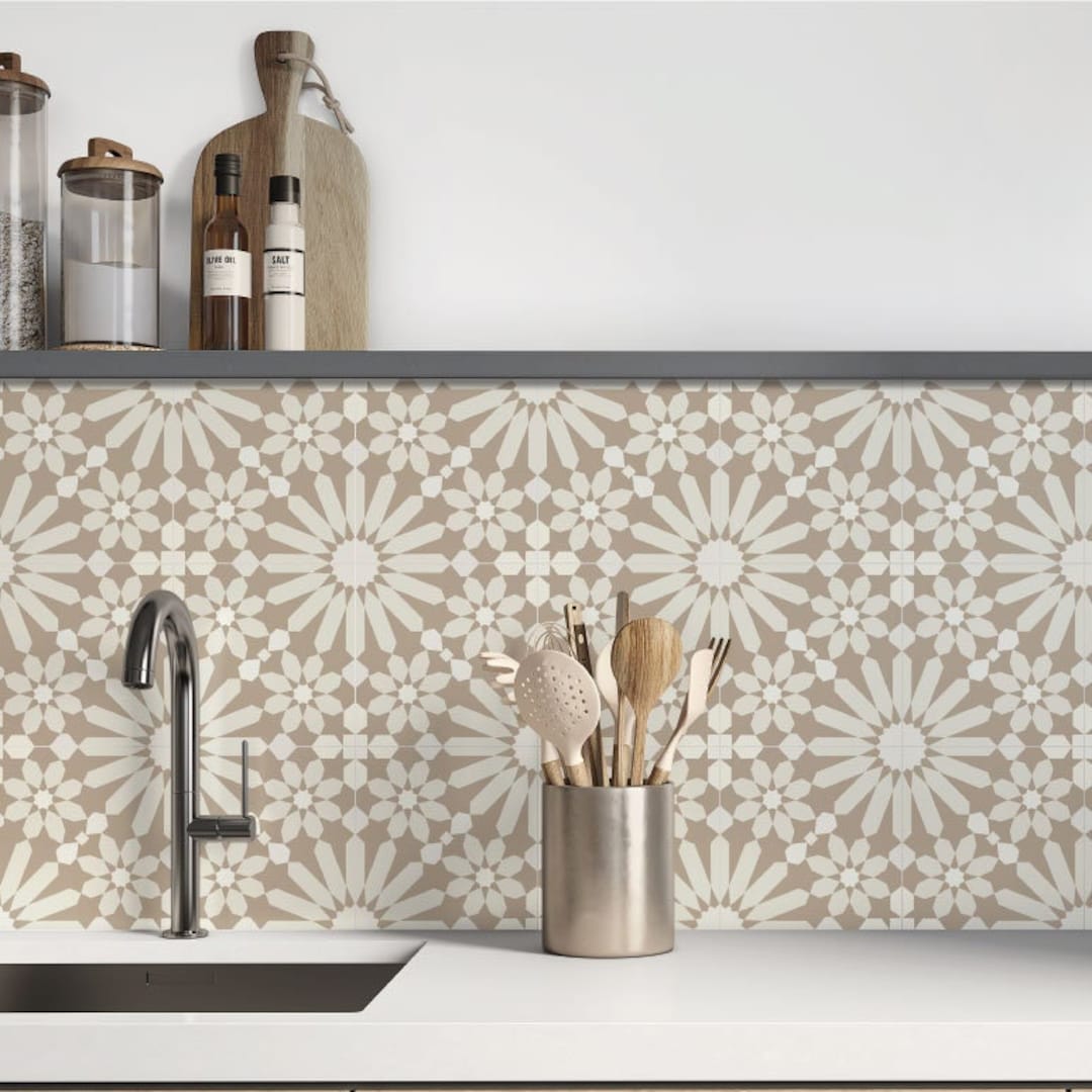 Beige Moroccan Tile Stickers: Waterproof Mosaic Wall Decals - Etsy