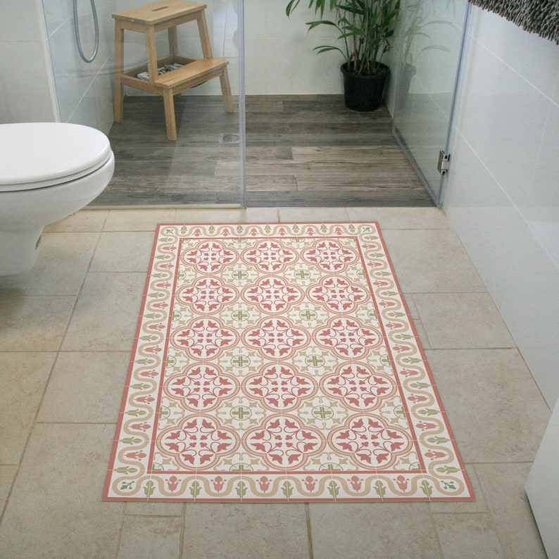 Vinyl Kitchen Rug, With Terracotta Tiles. Spanish Tiles, Printed on ...