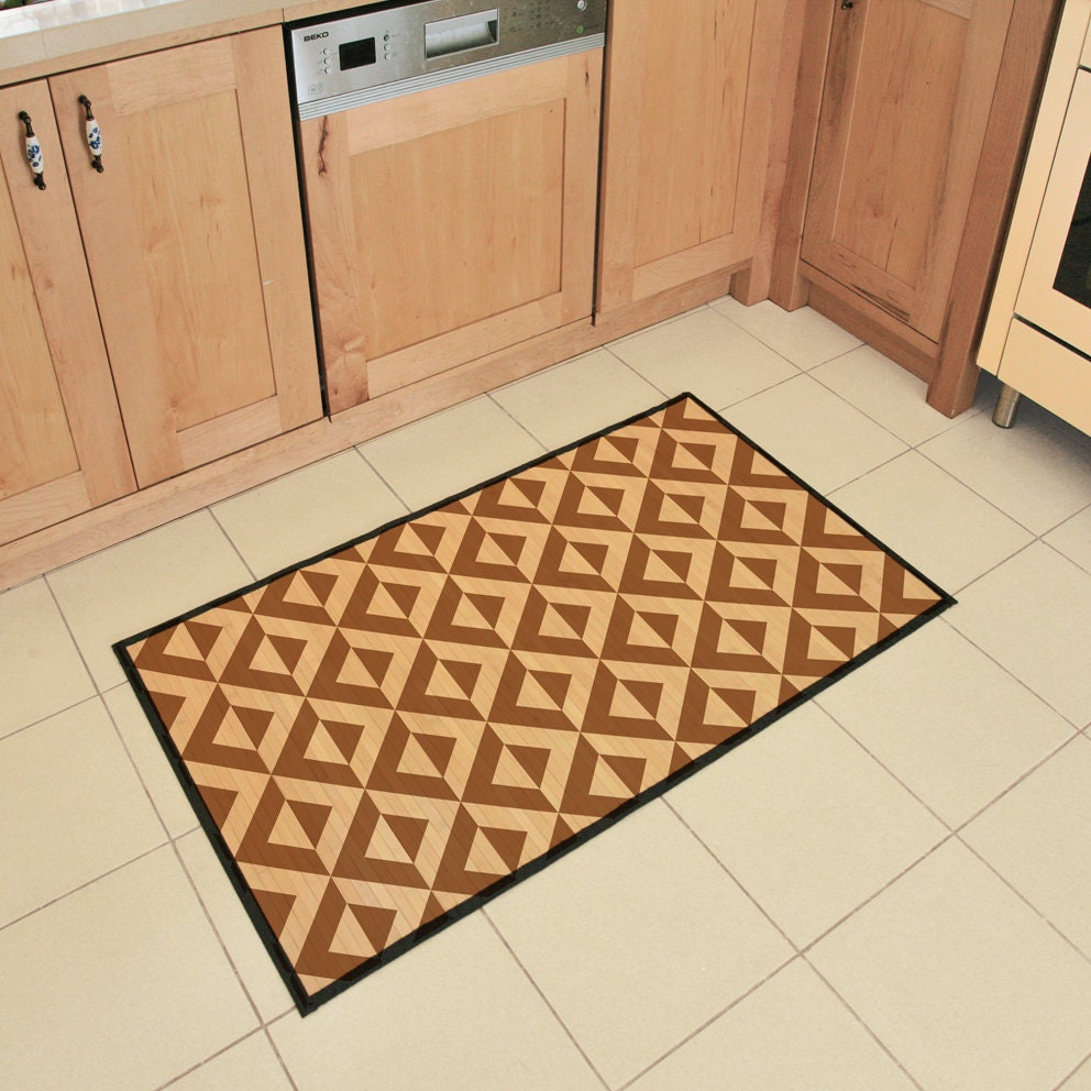 Printed Bamboo Rug Bamboo Carpet Wood Tile Pattern | Etsy