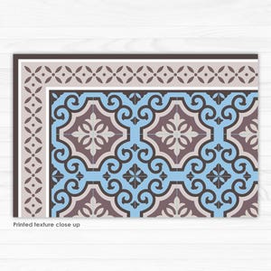 Blue Kitchen Rug, Printed on Vinyl Floor Mat. Spanish Tiles Design for ...