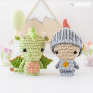 4-in-1 Mini Amigurumi Crochet Pattern Toys Set Unicorn Knight Dragon ...