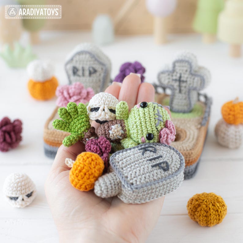 Halloween Graveyard Crochet Pattern: Zombie, Tombstone Amigurumi (PDF ...