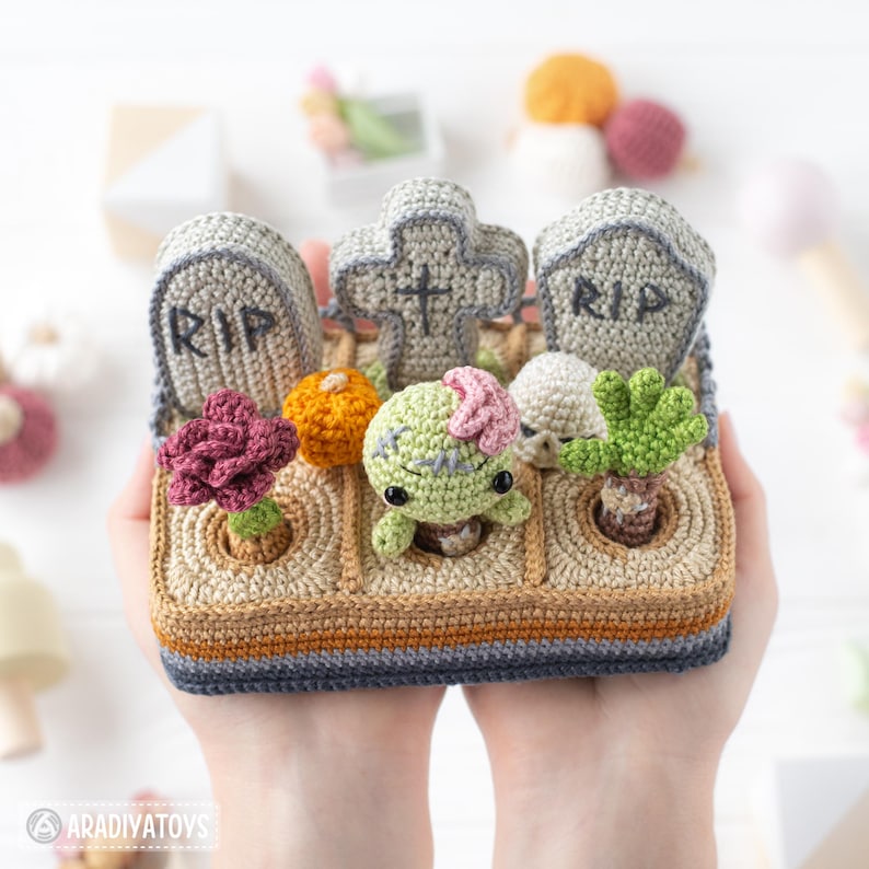 Halloween Graveyard Crochet Pattern: Zombie, Tombstone Amigurumi (PDF ...
