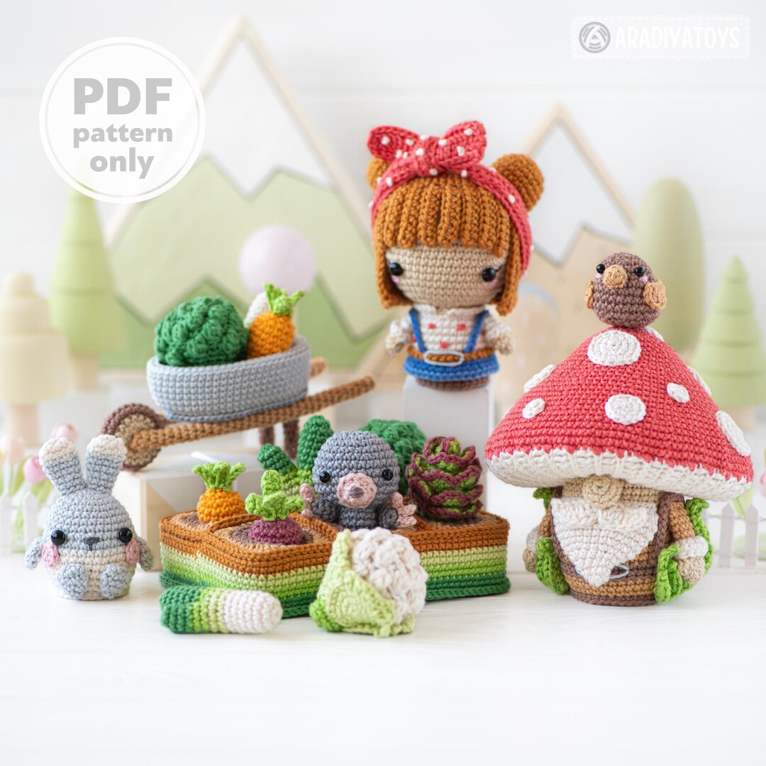 5-in-1 Vegetable Patch Crochet Pattern Amigurumi by Aradiyatoys Mini ...