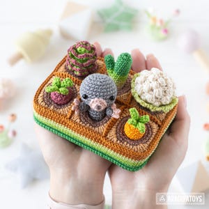 Amigurumi Vegetable Patch Crochet Pattern by Aradiyatoys Mini Kingdom Mole Carrot Broccoli ...
