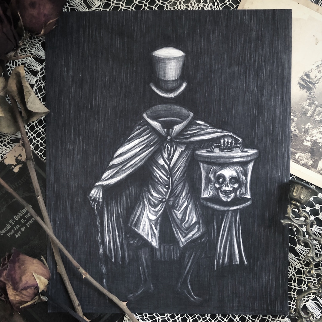 The Hatbox Ghost- Fine Art Print - Haunted Mansion - Ghost - Foolish Mortals - Dark Art - Gothic ...
