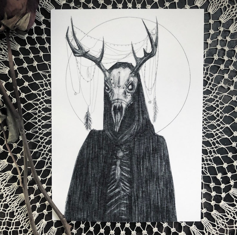 Wendigo Fine Art Print Cryptid Mythology Folklore Etsy